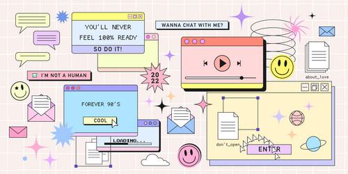 Retro browser computer window in 90s vaporwave Vector Image