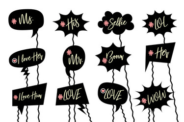 Comic text laser cut photo booth pop art Vector Image