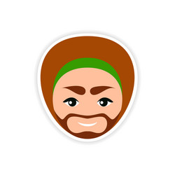 Paper sticker indian man on white background Vector Image