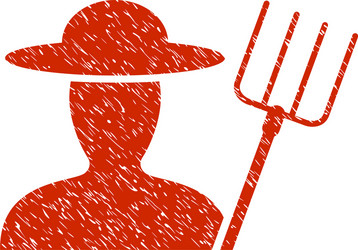 Farmer with pitchfork icon grunge watermark Vector Image