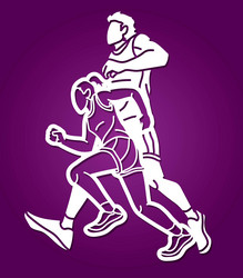 Group of people running together runner marathon Vector Image