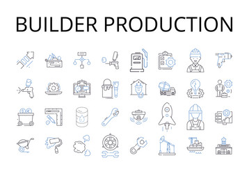 Builder production line icons collection Vector Image