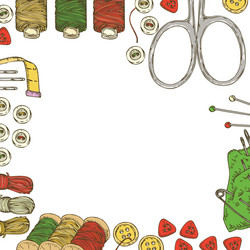 Frame with sewing supplies and accessories Vector Image