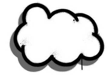 Graffiti talking cloud character sprayed in black Vector Image