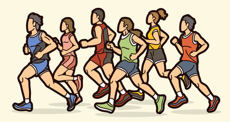 Group of people running together runner marathon Vector Image