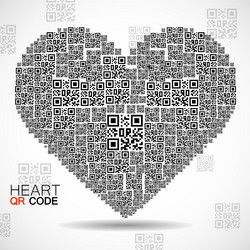 Qr code heart silhouette heart with code Vector Image