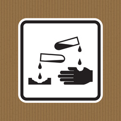 Warning acid sign triangle yellow chemistry Vector Image