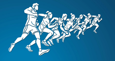Group of people running together runner marathon Vector Image