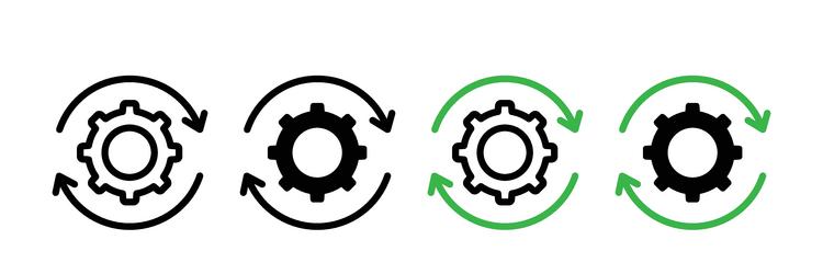 Workflow process icon set operations gear Vector Image