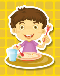 Eating boy Royalty Free Vector Image - VectorStock