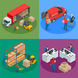 Logistics isometric set Royalty Free Vector Image