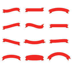 Red glossy ribbon banners set ribbons Royalty Free Vector