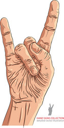 Rock on hand sign n roll hard heavy Royalty Free Vector