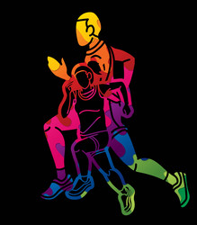 Group of people running together runner marathon Vector Image