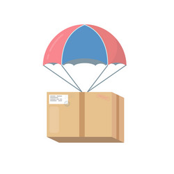 Cardboard boxes fly on colored parachutes Vector Image
