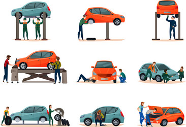 Car service people icons set Royalty Free Vector Image
