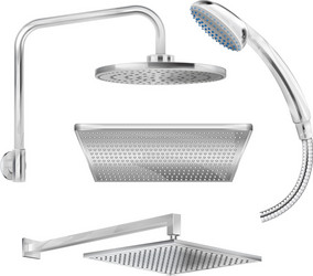 Shower realistic metallic head template Royalty Free Vector