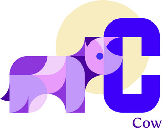 Alphabet cow with milk can letter cc on a white Vector Image