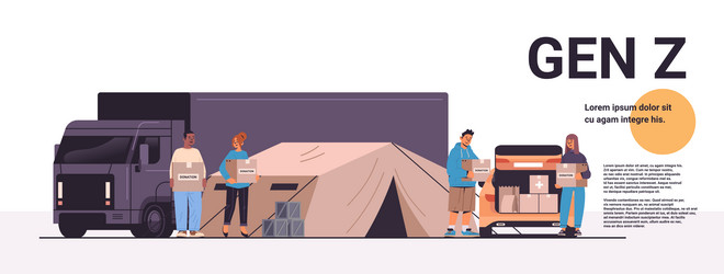 People holding donation help boxes with medical Vector Image