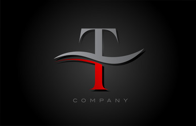 T alphabet letter logo icon with red swoosh Vector Image