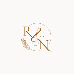 Letter rn wedding monogram logo design Royalty Free Vector