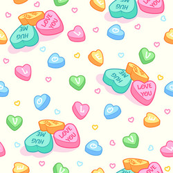 Candy seamless hearts pattern colorful heart Vector Image