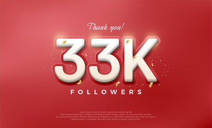 Cartoon number thank you 33k followers soft red Vector Image