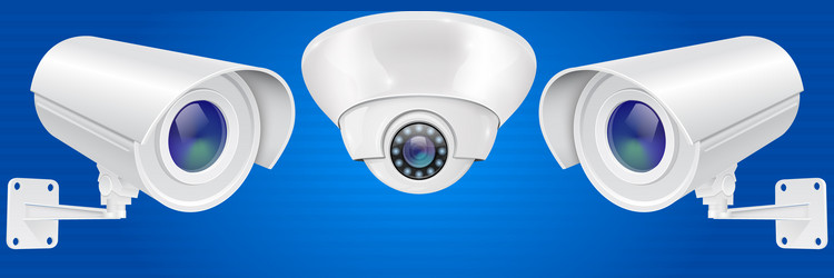 Security camera set wall and ceiling mount cctv Vector Image