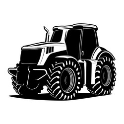 Tractor black on white background Royalty Free Vector Image