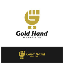 Set of gold hand logo design template clench hand Vector Image