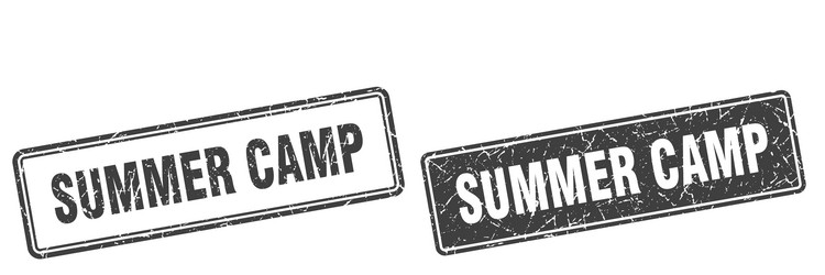 Summer camp stamp summer camp rectangular stamp Vector Image