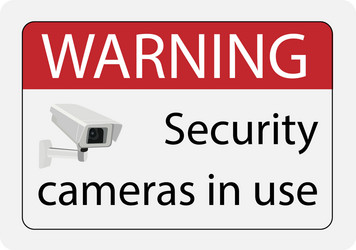 Warning cctv in operation red sign Royalty Free Vector Image