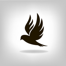 Black bird isolated with expanded wings Royalty Free Vector