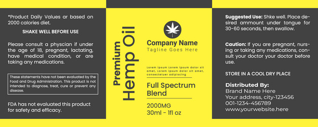 Cbd label design template dropper bottle oil Vector Image