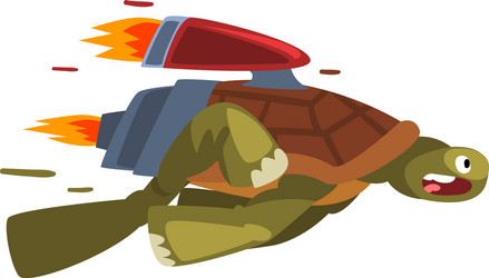 Fast turtle funny animal cartoon character Vector Image