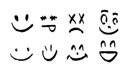 Simple face impression collection line doodles Vector Image