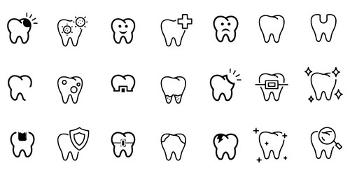 Tooth icons set Royalty Free Vector Image - VectorStock