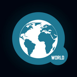 Square blue world map icon Royalty Free Vector Image