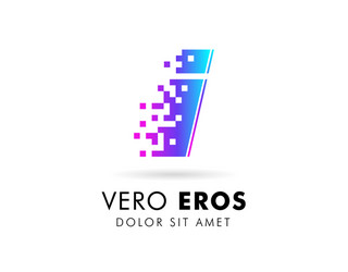 Letter i modern line art technological logo Vector Image