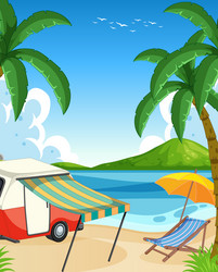 Summer beach scene template Royalty Free Vector Image