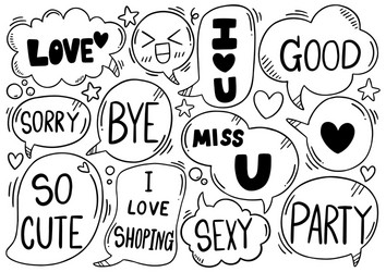 0015 hand drawn background set cute speech Vector Image