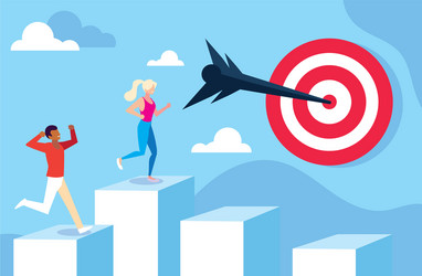 Group people celebrating and target shooting Vector Image