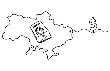 Map of ukraine with direction as line drawing Vector Image