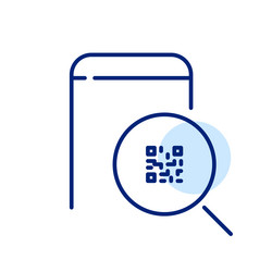 Scan qr-code on smartphone with magnifying glass Vector Image