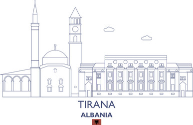 One continuous line drawing of tirana city Vector Image