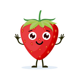 Cute cartoon strawberry kawaii Royalty Free Vector Image