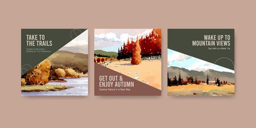 Ads template with landscape in autumn design Vector Image