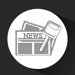 Newspaper and key car design Royalty Free Vector Image
