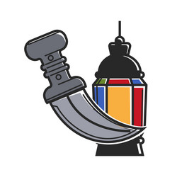 Arab dagger with curved blade omani culture Vector Image