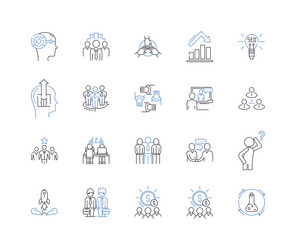 Corporate structure line icons collection Vector Image
